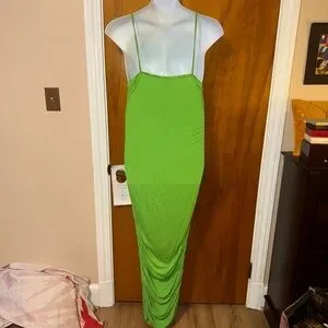 major pressure plustique | Dresses | Vibrant Green Maxi Dress With ...
